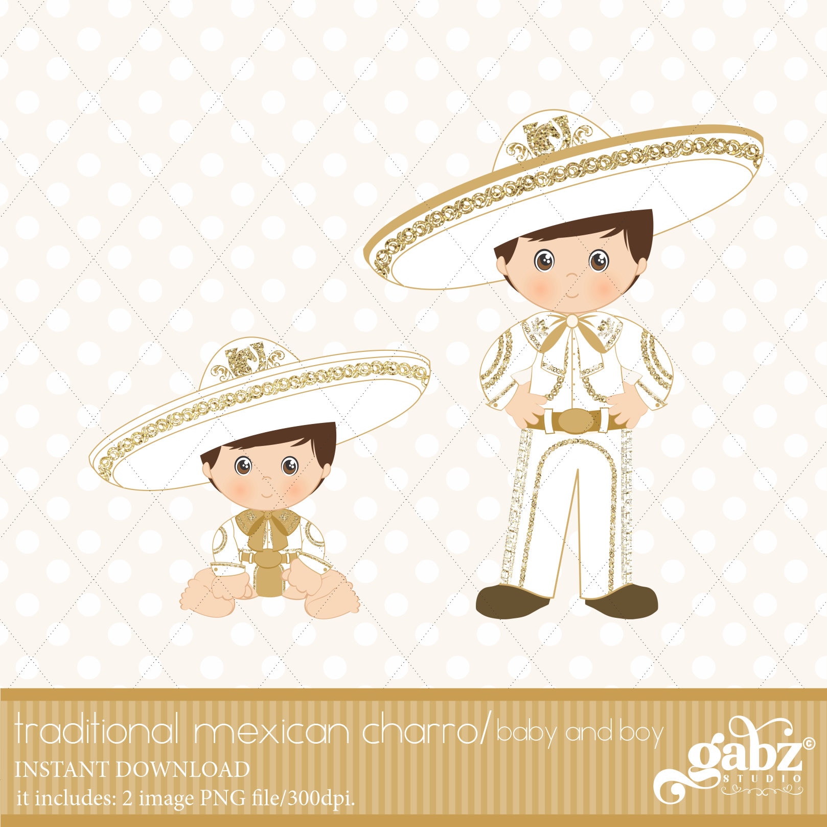 Charro, Baby, Boy, White and Gold Glitw5ter, Mexican Folklore, Clipart ...