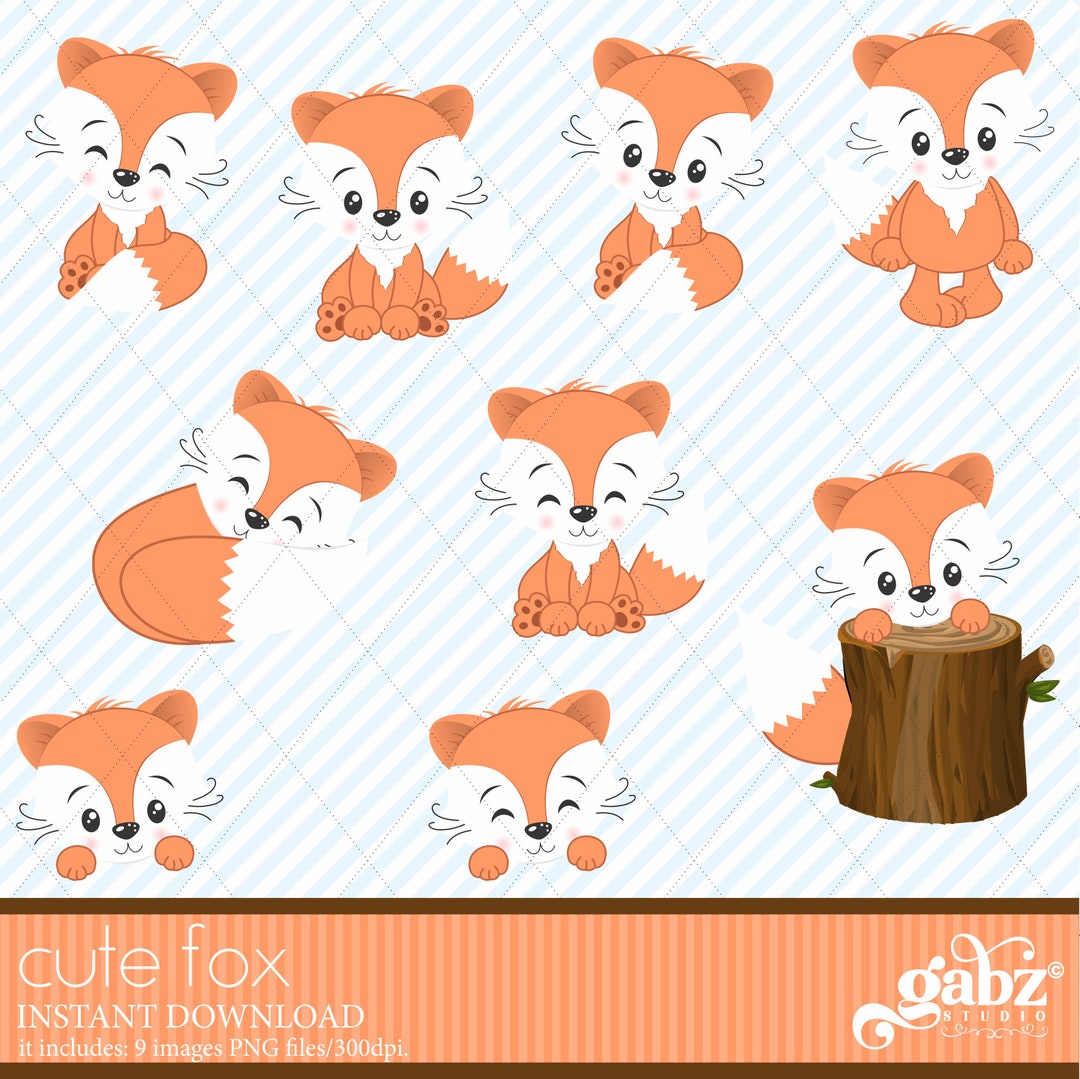 Cute Fox, Digital Paper, Clip Art, Boy, Birthday, Baby Shower, Fox ...