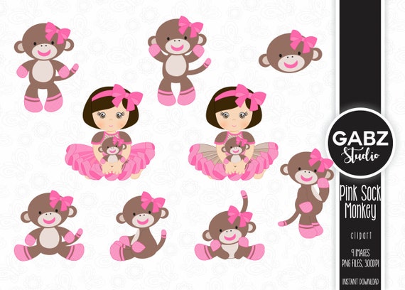 Girl Monkey Baby Shower Clip Art