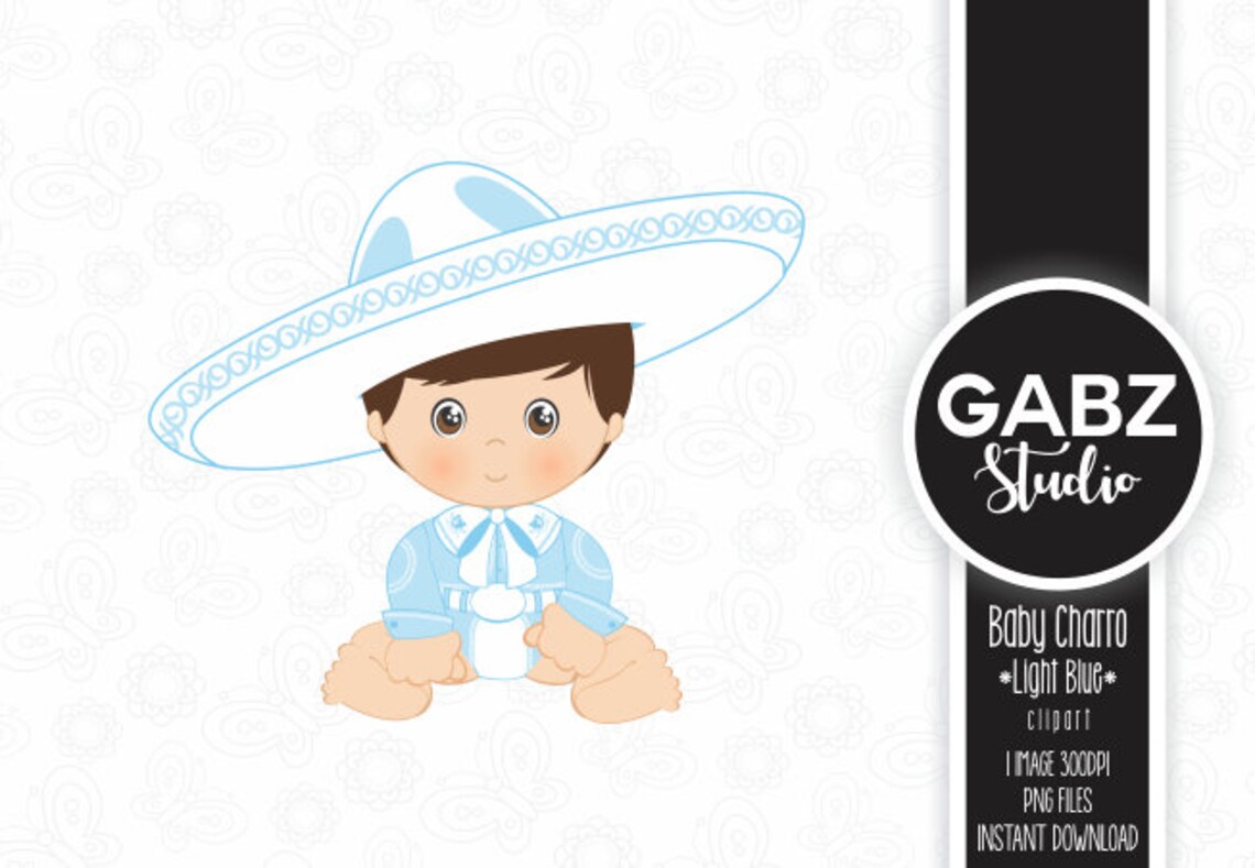 Baby Charro Mexican Folklore Clipart Light Blue Aztec | Etsy Singapore