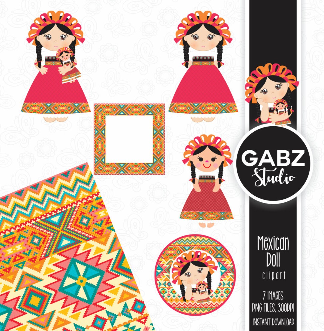 Mexican Doll, Mexican Folklore, Clipart, Aztec, Decorative, Baby Shower ...