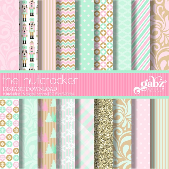 The Nutcracker Digital Papers Decorative Holidays Merry | Etsy