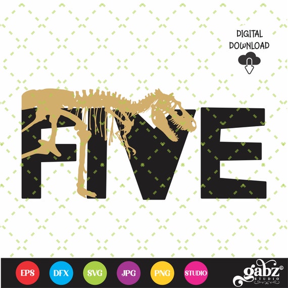 GABZ Two Dinosaur Skeleton Svg Files Studio Files Dinosaur Birthday DFX ...