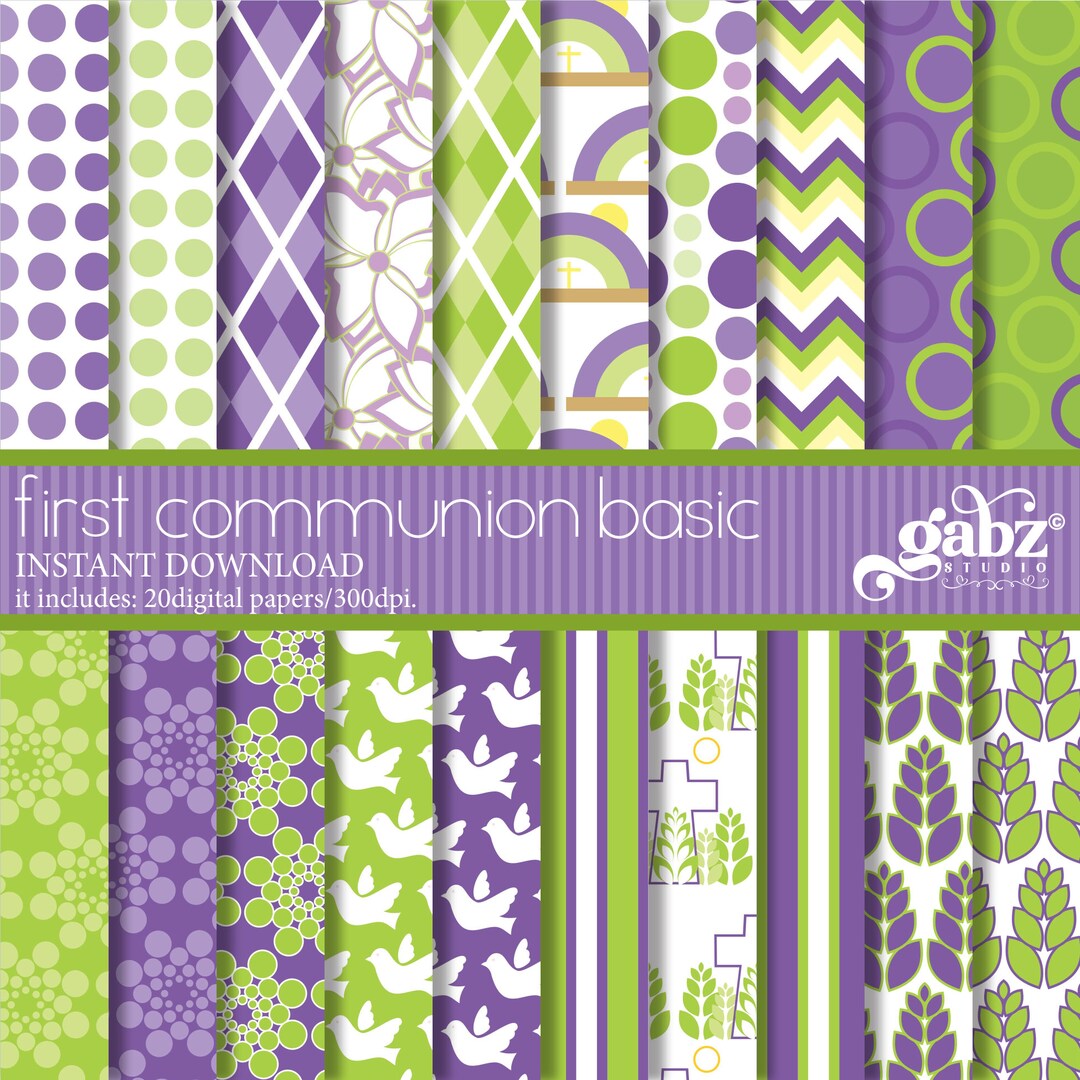First Communion Basic, Digital Papers Communion, Clipart, Gabz - Etsy
