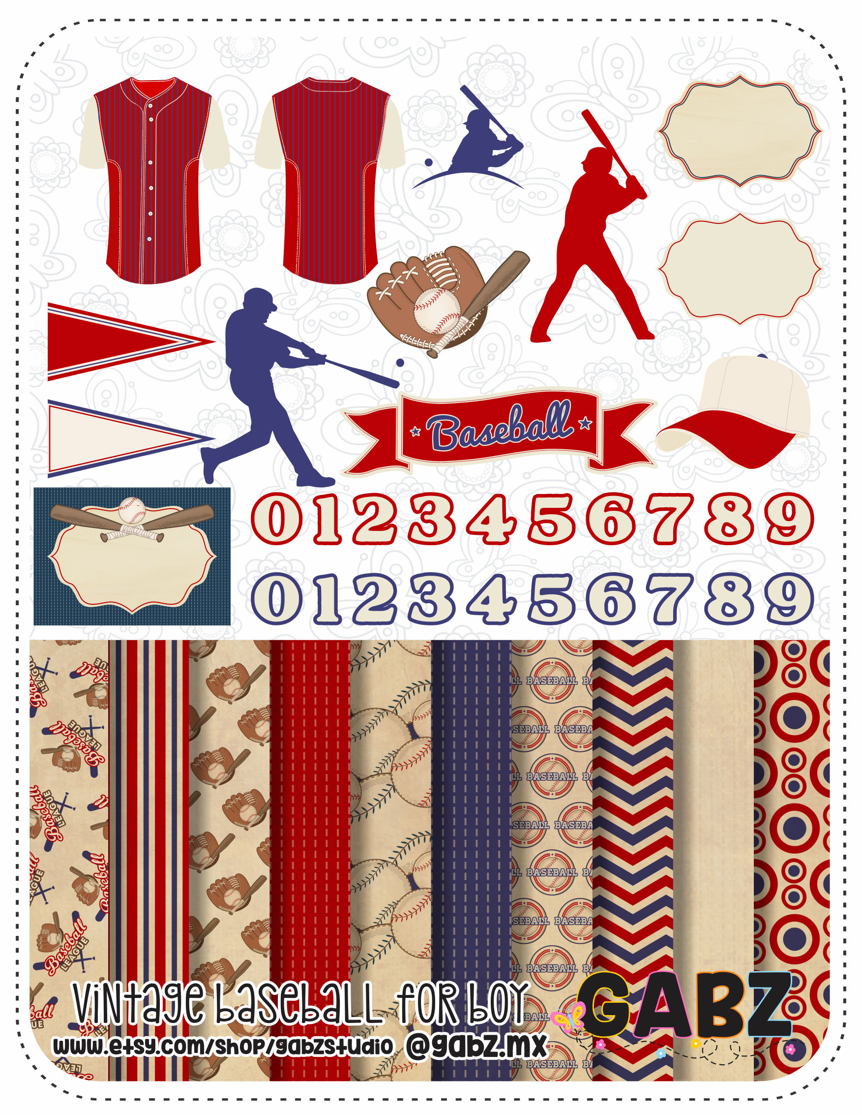 Vintage Baseball for Boy Digital Paper Birthday Boy Baby - Etsy
