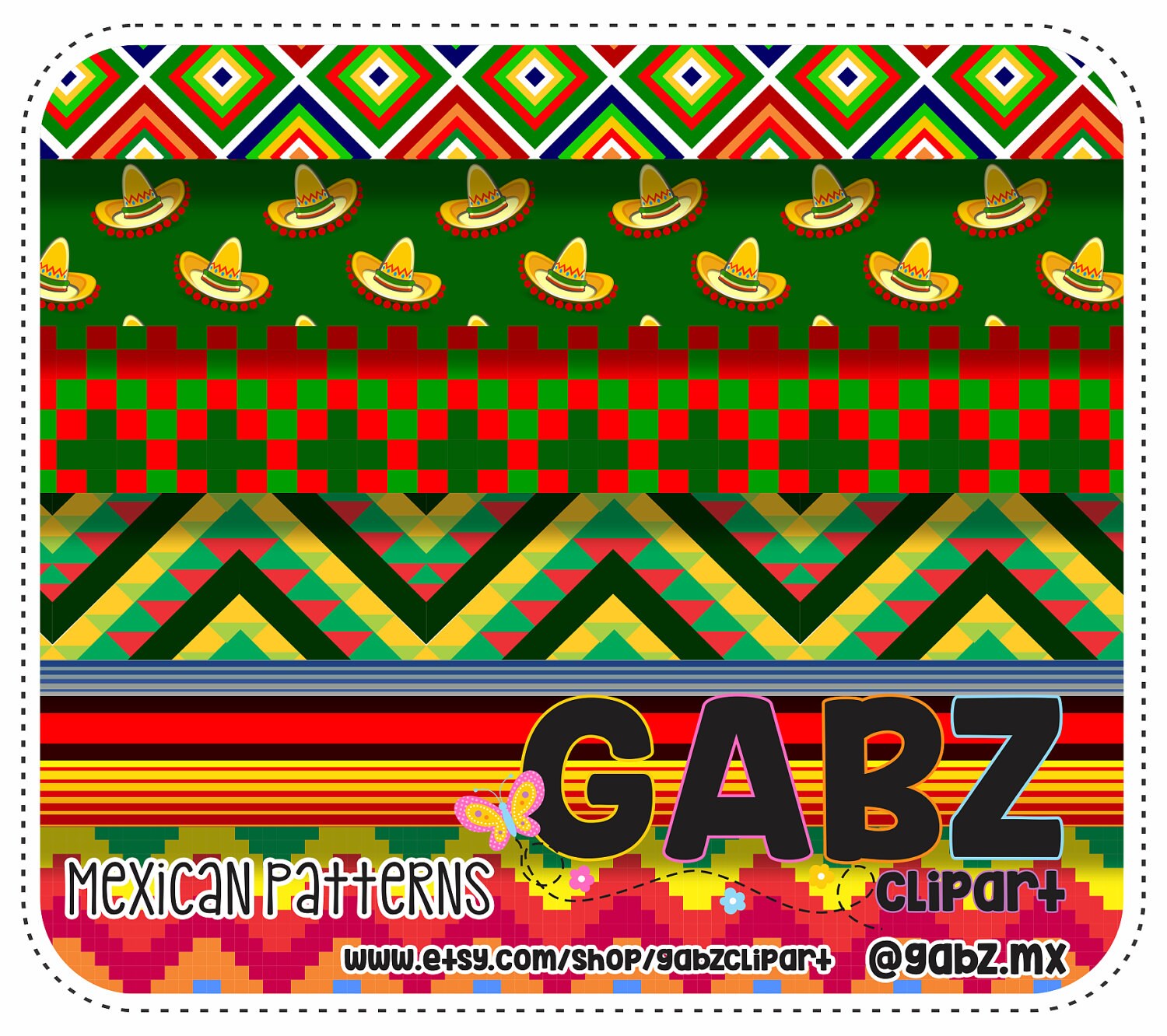 Mexican Patterns Digital Papers Chevron Aztec Patterns | Etsy