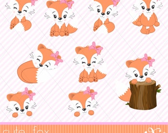 Cute Fox Digital Paper Clip Art Boy Birthday Baby Shower | Etsy