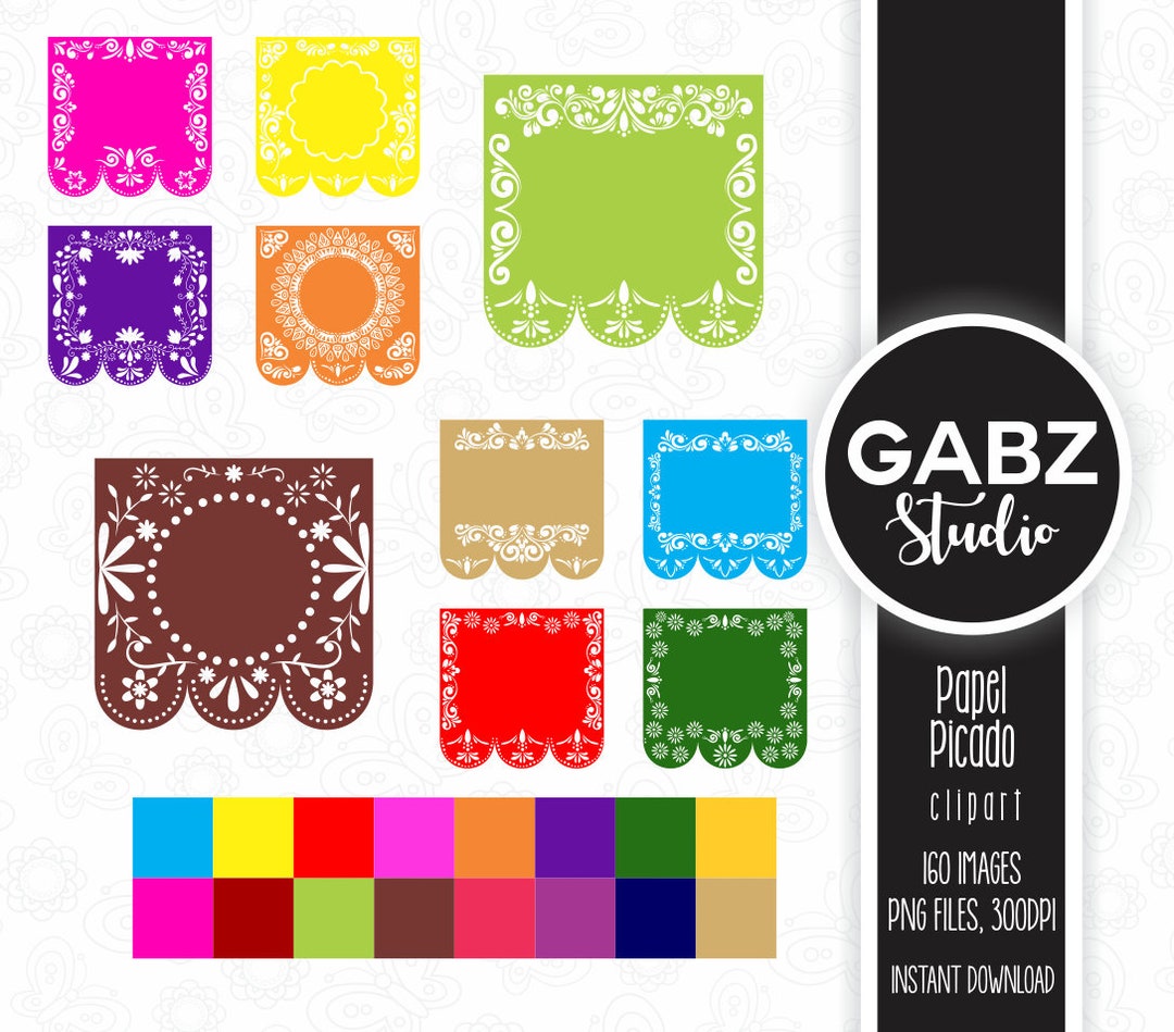 Papel Picado, Mexican Party, Clipart, Aztec, Decorative, Mexican ...