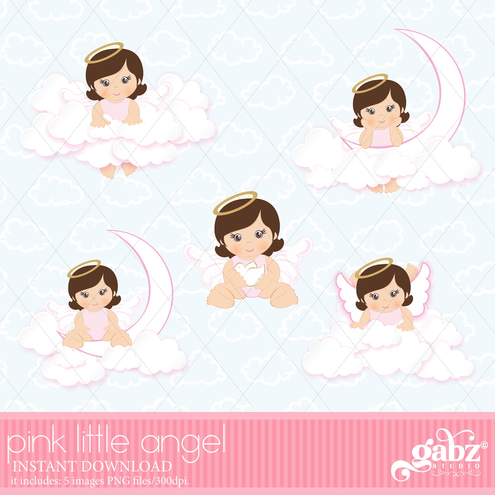 Pink Little Angel Little Angel Girl Clipart Baptism - Etsy