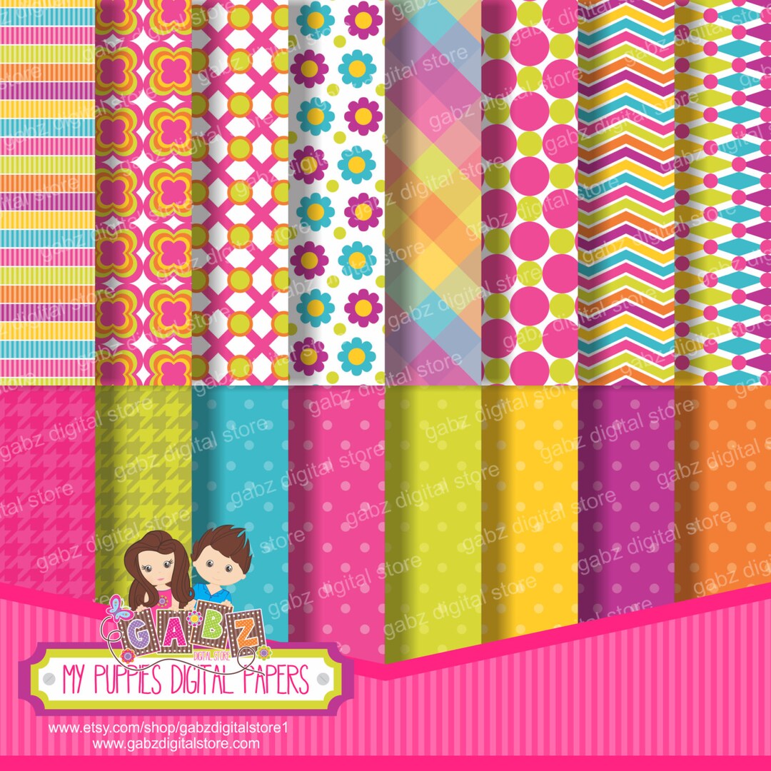 My Puppies Digital Paper Little Dog Birthday Clipart Gabz - Etsy