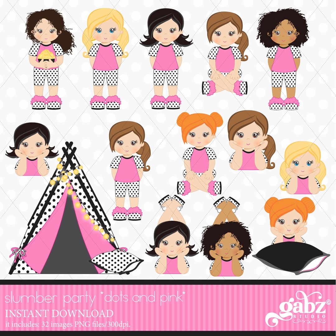 Slumber Party, Dots and Pink, Slumber Party Girls, Girls Pajamas, Party ...