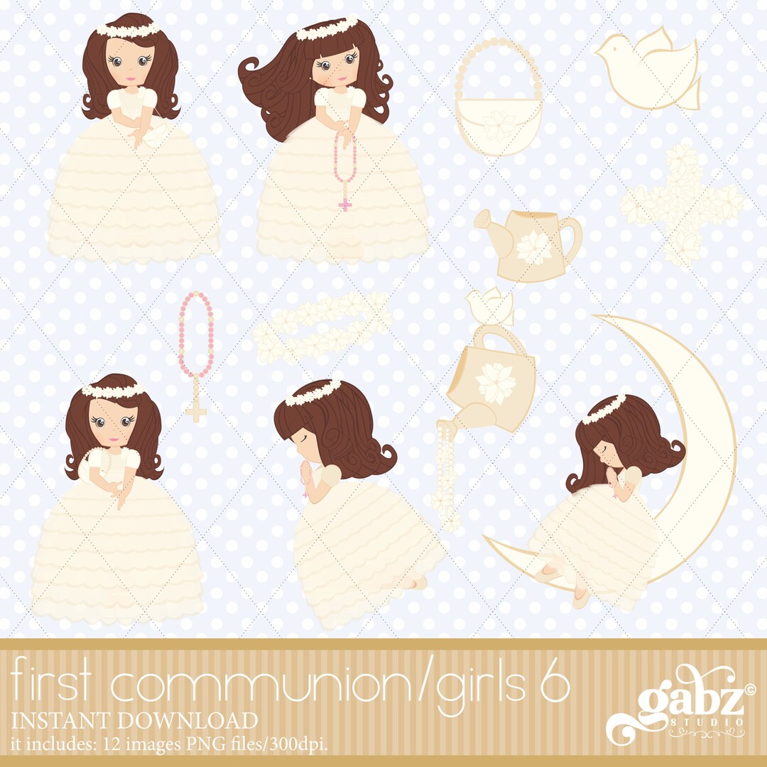 First Communion Communion Girls Communion Clipart Girls - Etsy