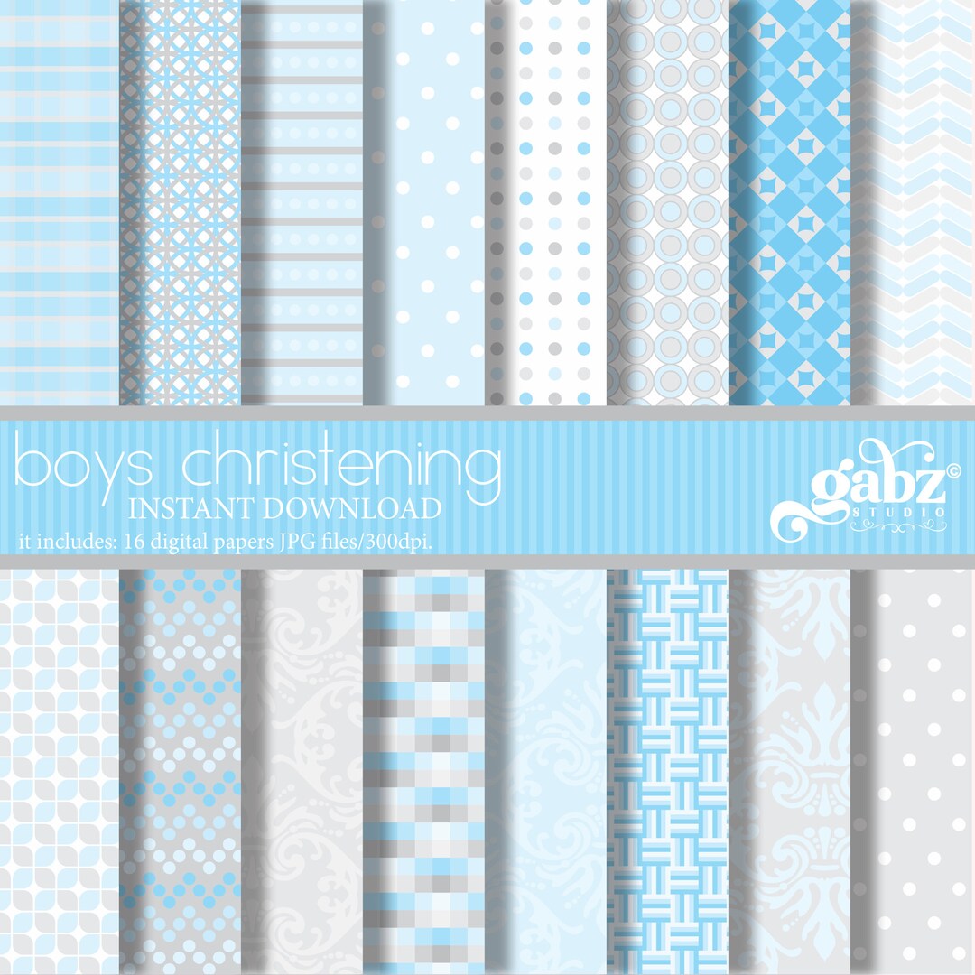 Boys Christening Digital Paper Baptism Clipart Baby Boy - Etsy