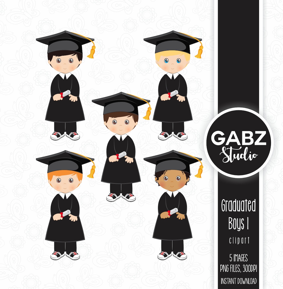 Graduated Boys, Clipart, Grad, End of School, Graduate, Gabz - Etsy