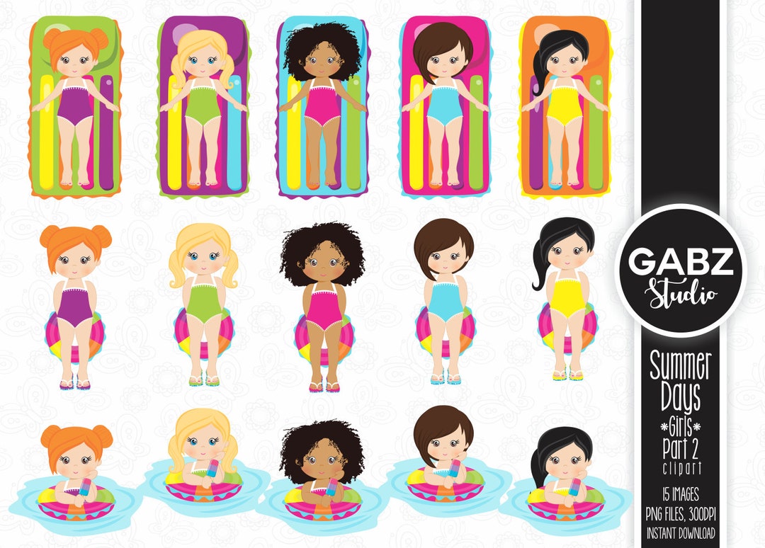 Summer Days, Pool Party Girls, Girl Party, Birthday, Clipart, Summer ...