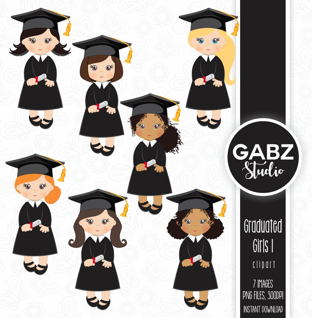 Graduated Girls, Clipart, Grad, End of School, Graduate, Gabz - Etsy