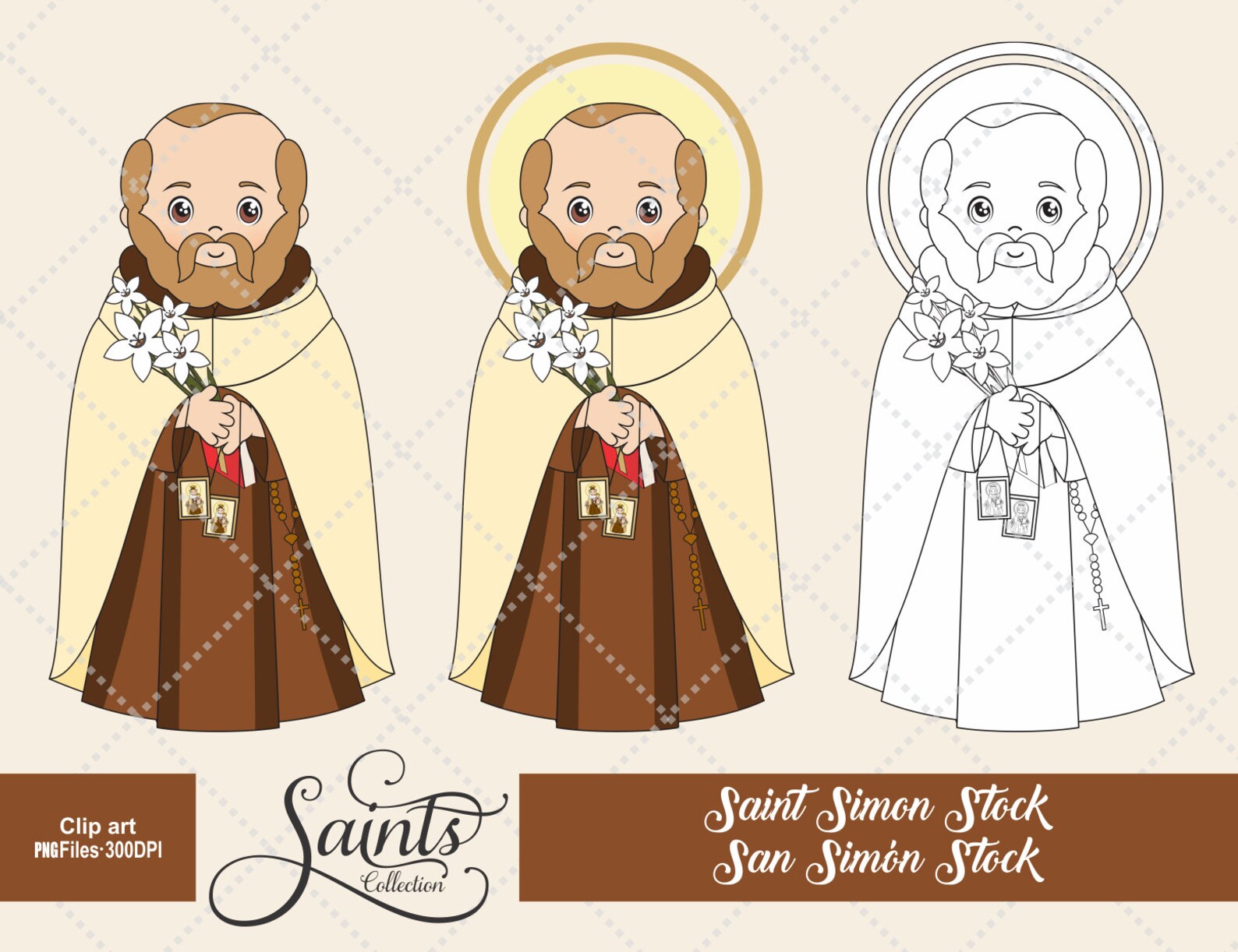 Saint Simon Stock Catholic Saint Santos Saint Clipart | Etsy
