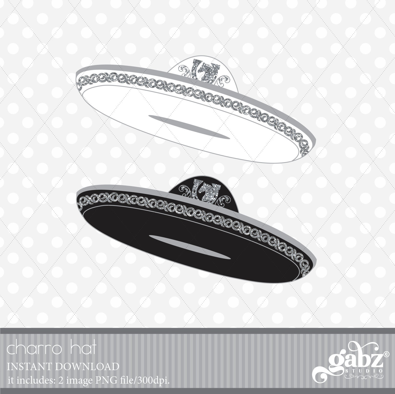Charro Hat Black White Silver Glitter Mexican Folklore - Etsy