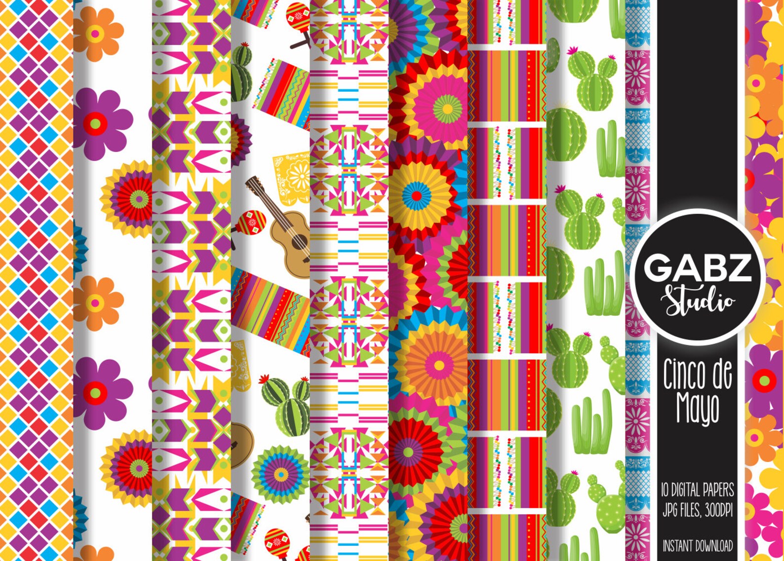 Cinco De Mayo Mexican Party Digital Paper Aztec Mexican - Etsy