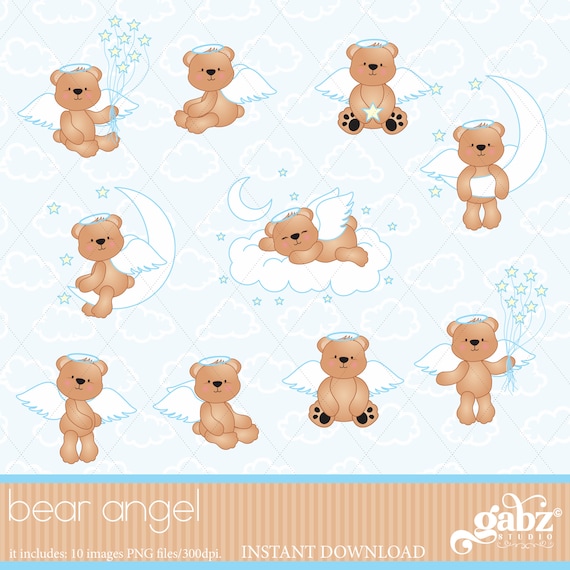 Bear Angel Baby Boy Baby Shower First Birthday Baptism | Etsy
