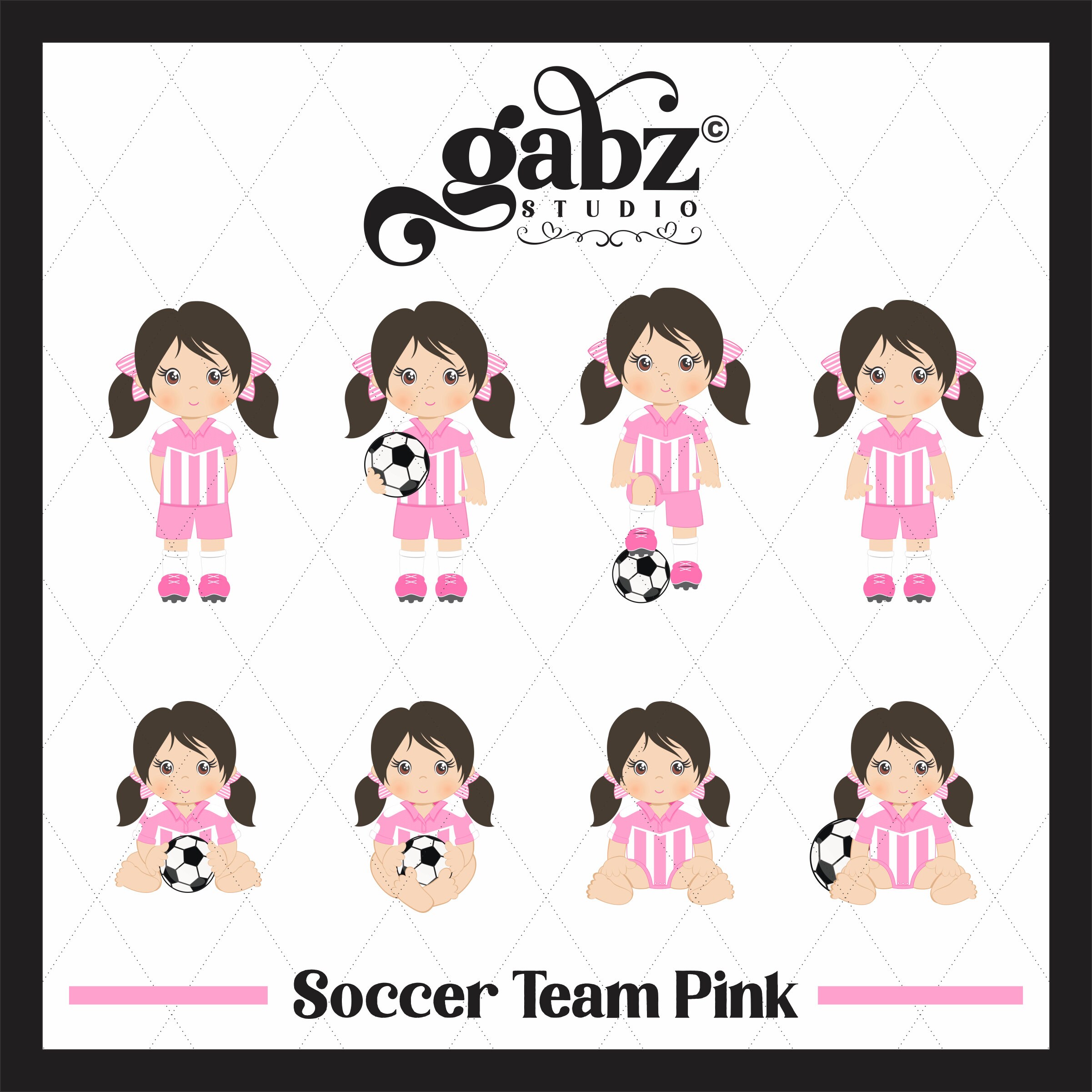 Soccer Team Pink Girls Football Soccer Clip Art Party | Etsy
