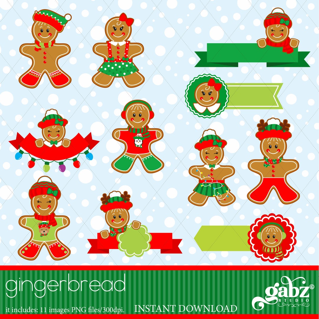 Gingerbread Clipart Banner Holidays Merry Christmas - Etsy Ireland