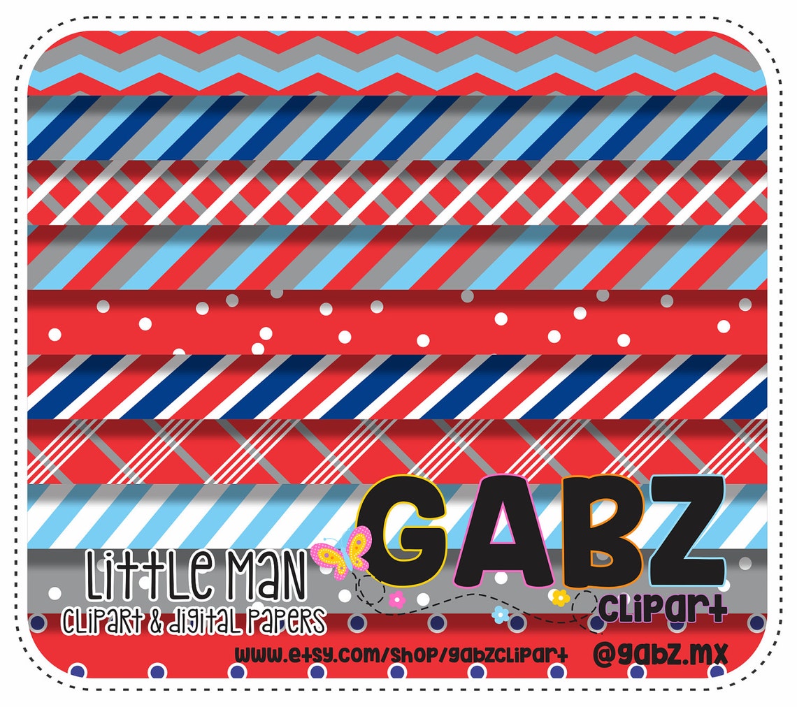 Little Man Digital Papers Clip Art Party Boys Birthday - Etsy