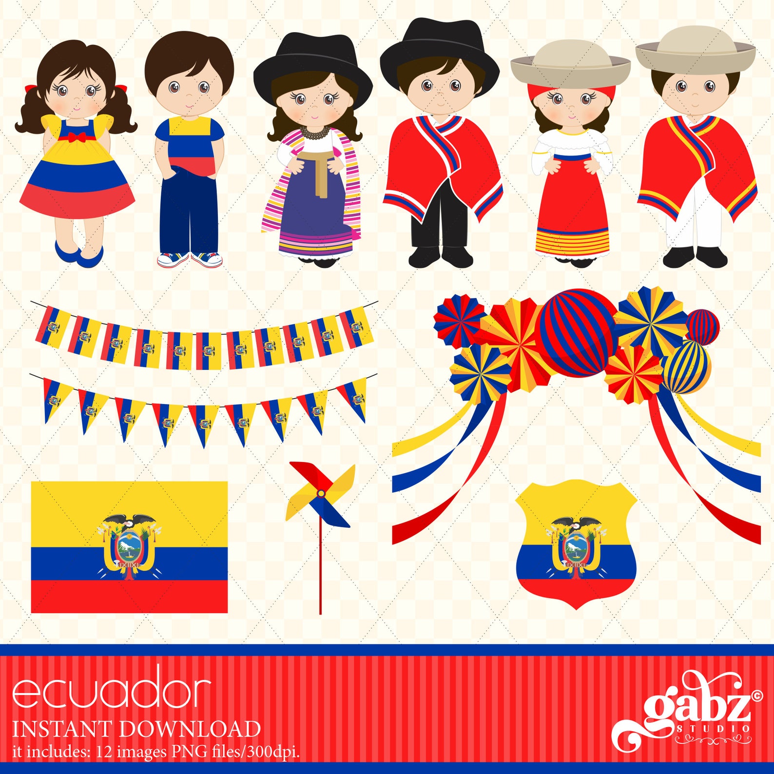 Ecuador Traditional, Ecuadorian Costumes, Clipart, Boy, Girl, Gabz - Etsy