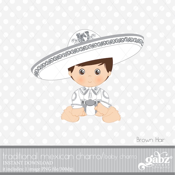 Baby Charro Brown Hair Mexican Folklore Clipart Silver - Etsy