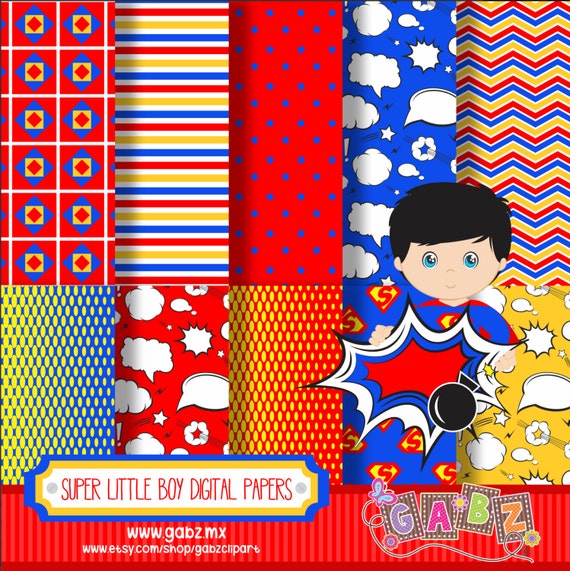 Super Little Boy Digital Paper Superhero Paper Boy | Etsy