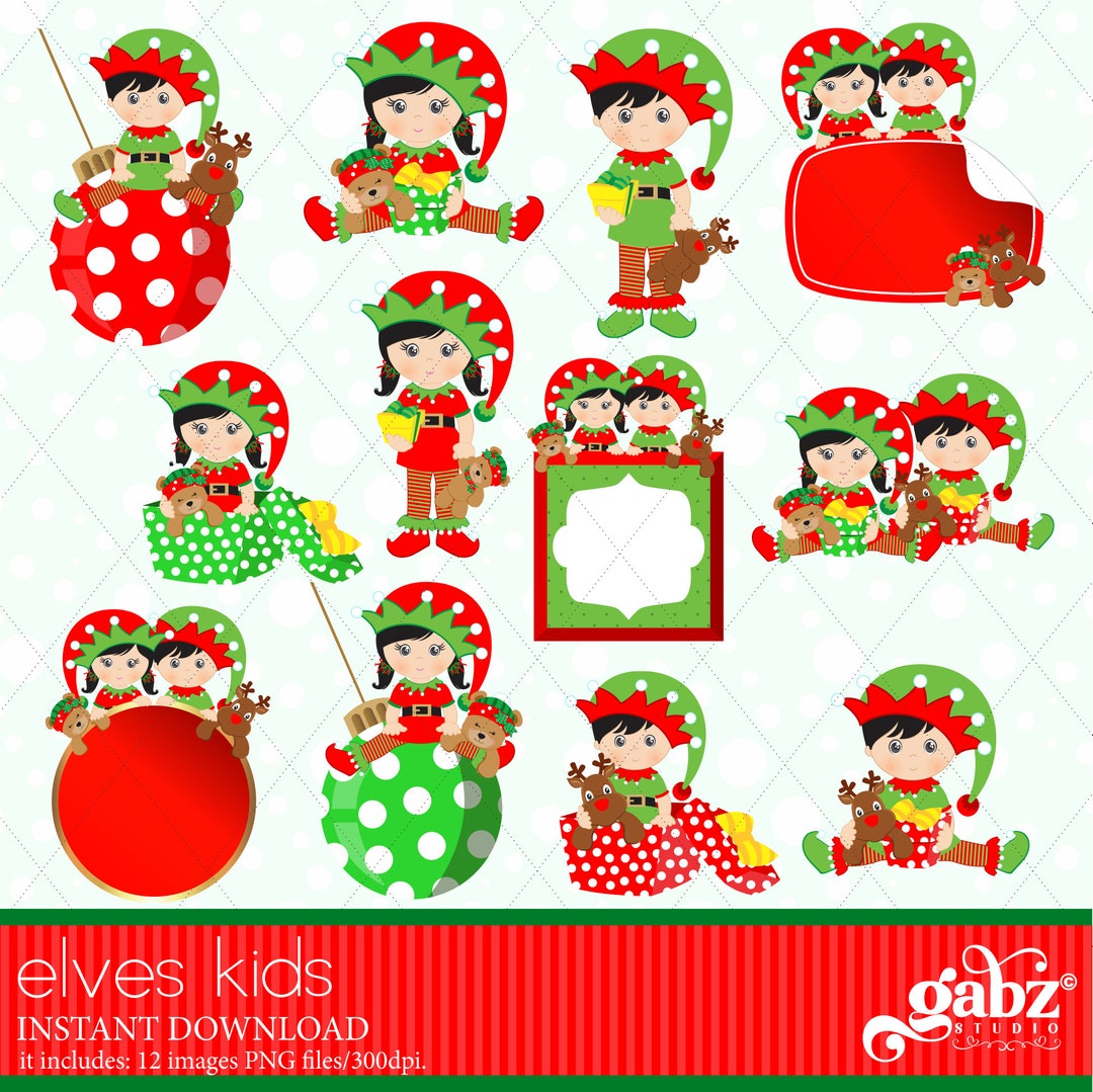 Elves Kids, Clipart, Girls, Boys, Holidays, Elves, Frame, Merry ...