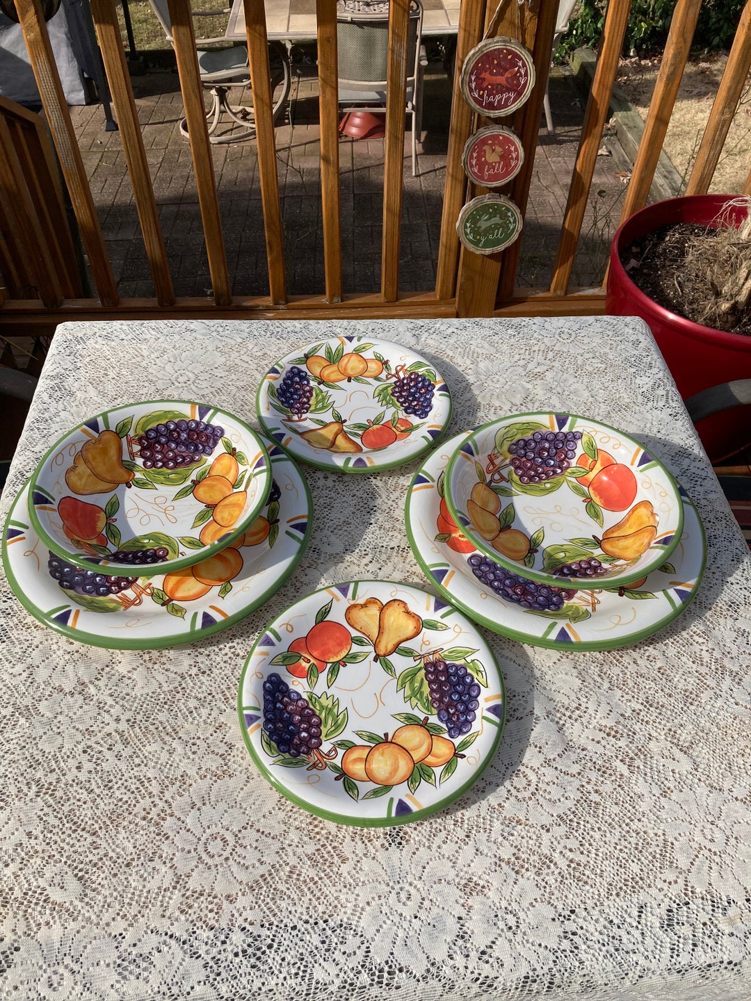 Cute and Colorful Place Setting for Two. Early 2000's Design. Kitchen ...