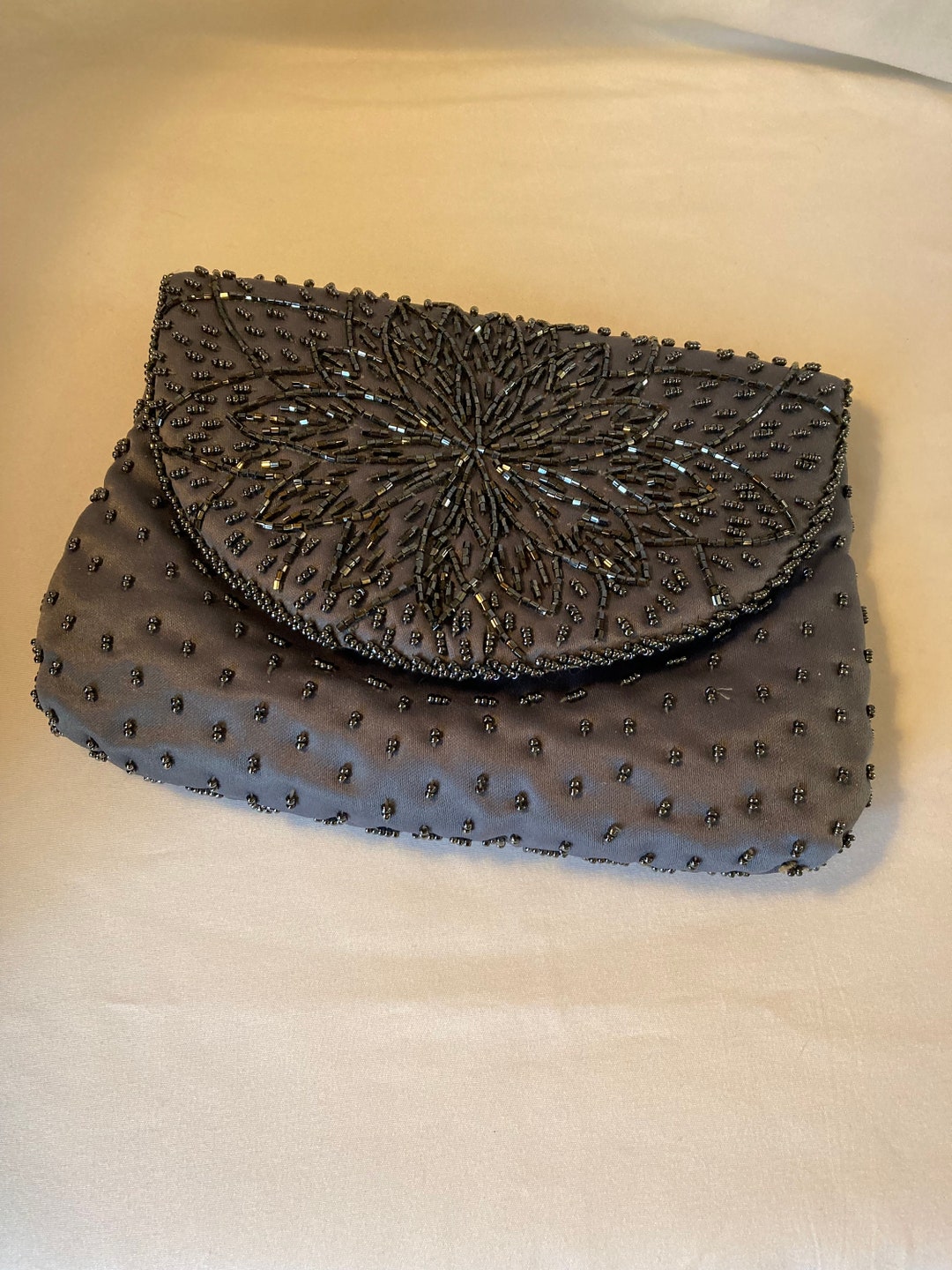 Axiom Clutch Bag. 1980's Design. Gray Satin With Silver Sequins ...