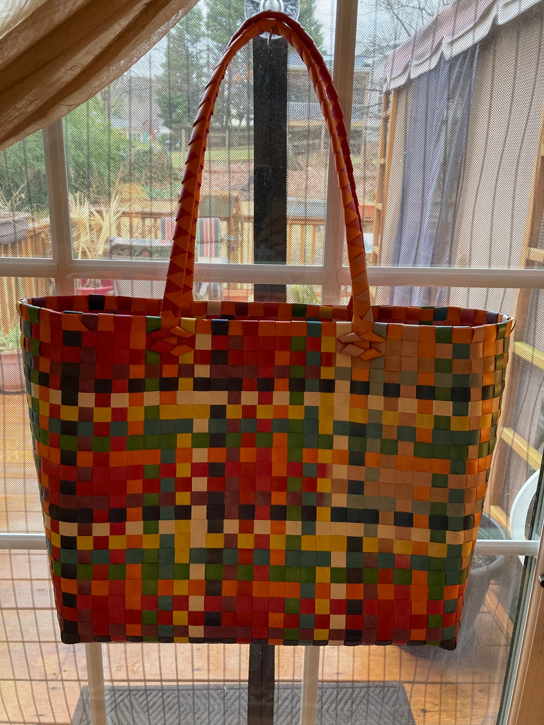 Woven Weave Large Pocketbook of Many Colors. Summer and Spring. Beach ...