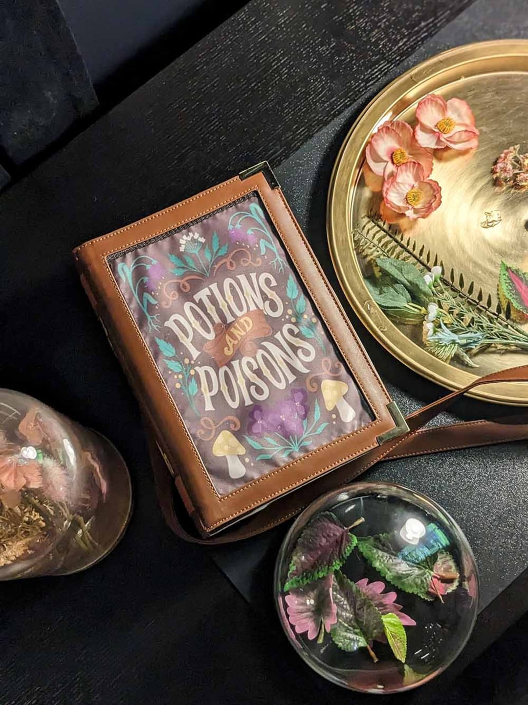Small Book Ita Bag: Brown Potions & Poisons Satchel - Convertible ...
