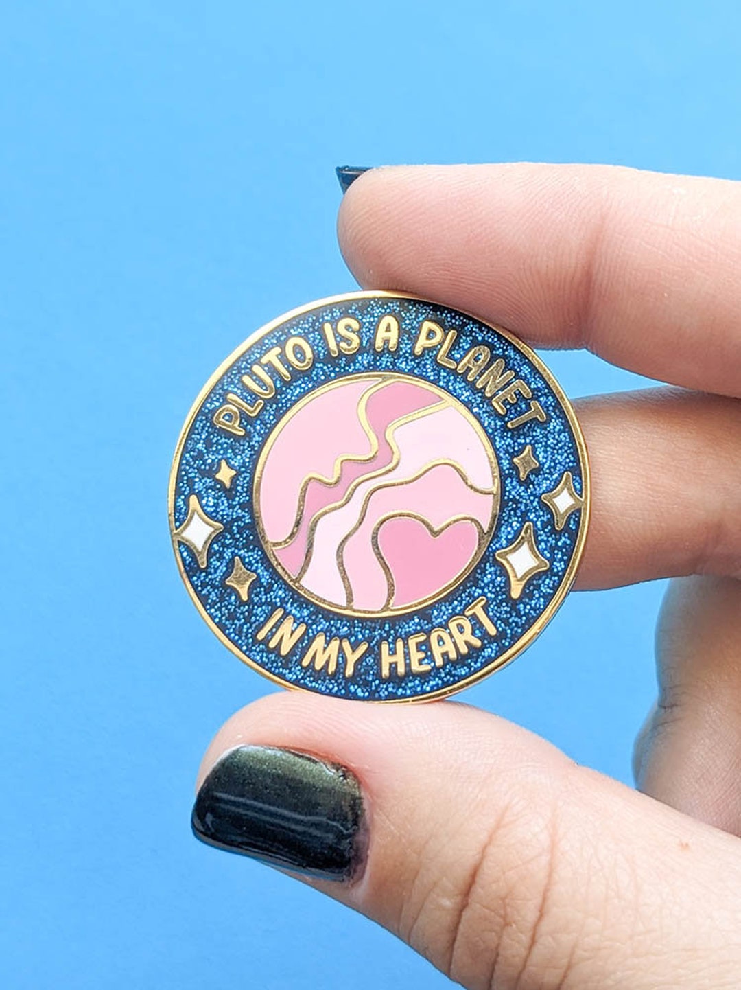 Pluto is A Planet Enamel Pin - Celestial Cute Millennial Gift, Sparkly ...