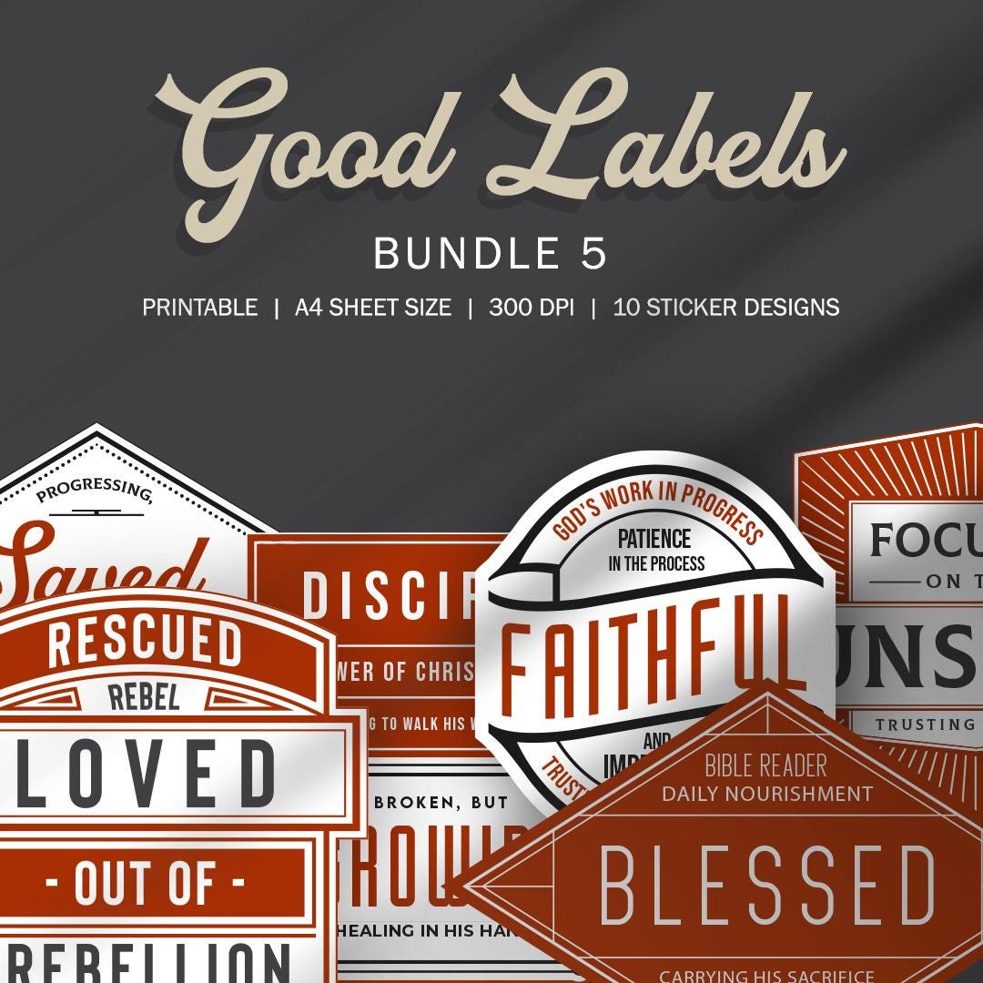 Faith Printable Stickers | Good Labels Bundle 5 | Retro Christian ...