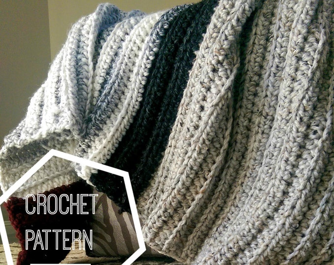 Super Chunky Crochet Blanket Pattern, Ribbed Crochet Pattern Blanket ...