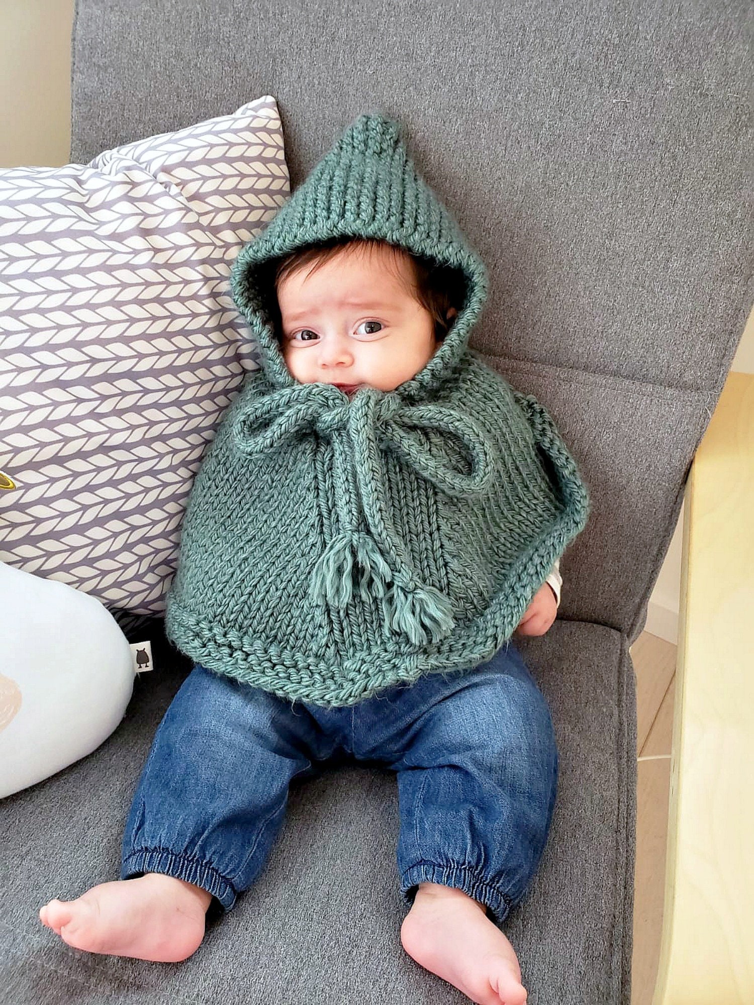 Cozy Cape Hooded Poncho Pattern Knit Baby Poncho Pattern | Etsy