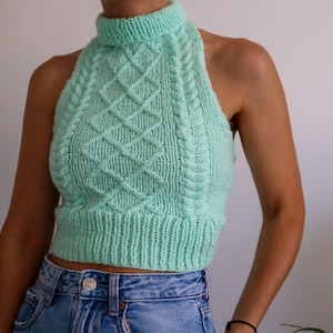Minty Fresh Cable Knit Halter Top Pattern, Knitting Pattern for Open ...