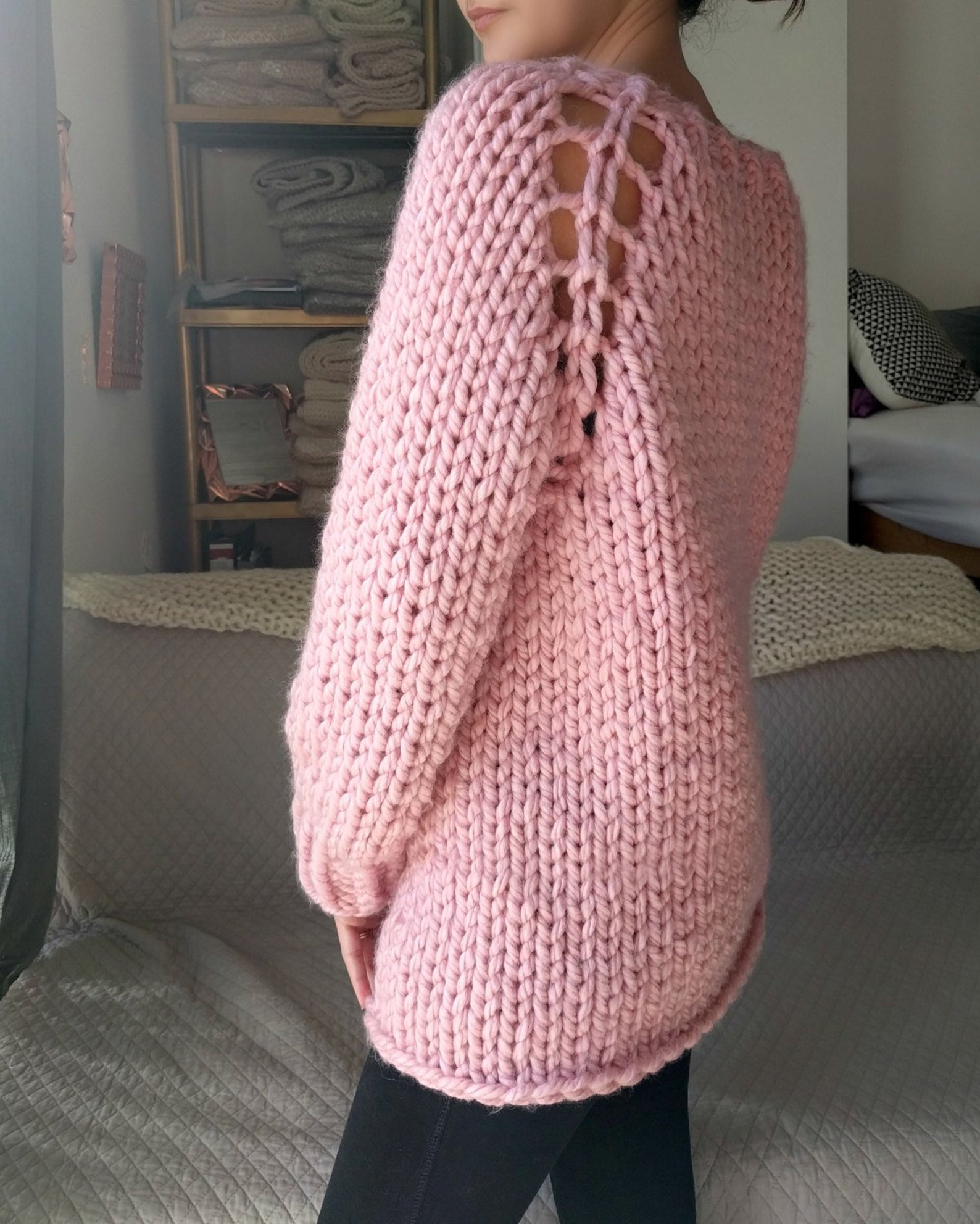 Super Chunky Raglan Knit Sweater Pattern Top Down Knitted - Etsy Australia