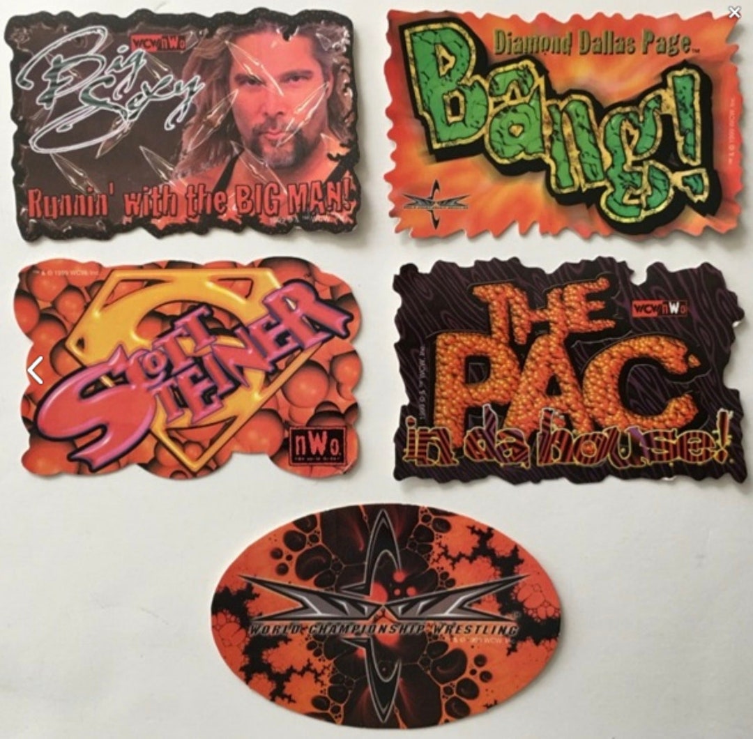 5 WCW / Nwo Wrestling Stickers Lot From 1999 the PAC, Scott Steiner ...