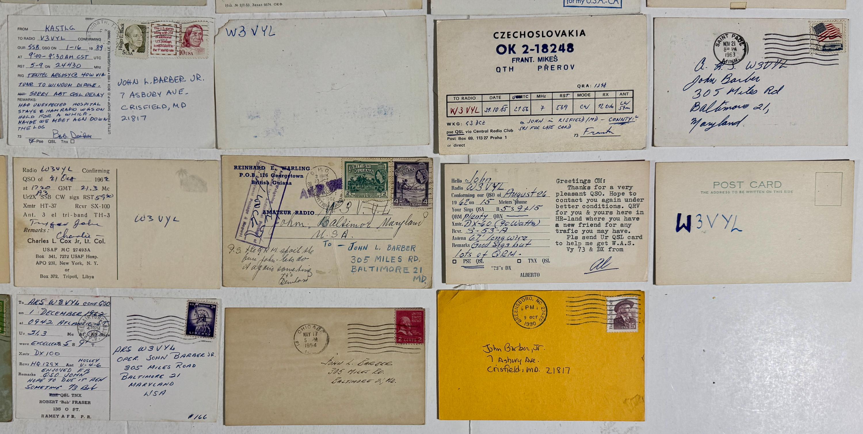 QSL Ham Radio Cards USA + International Postcards 1940s to 90s Vintage ...