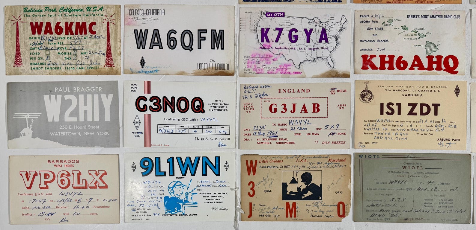 QSL Ham Radio Cards USA + International Postcards 1940s to 90s Vintage ...