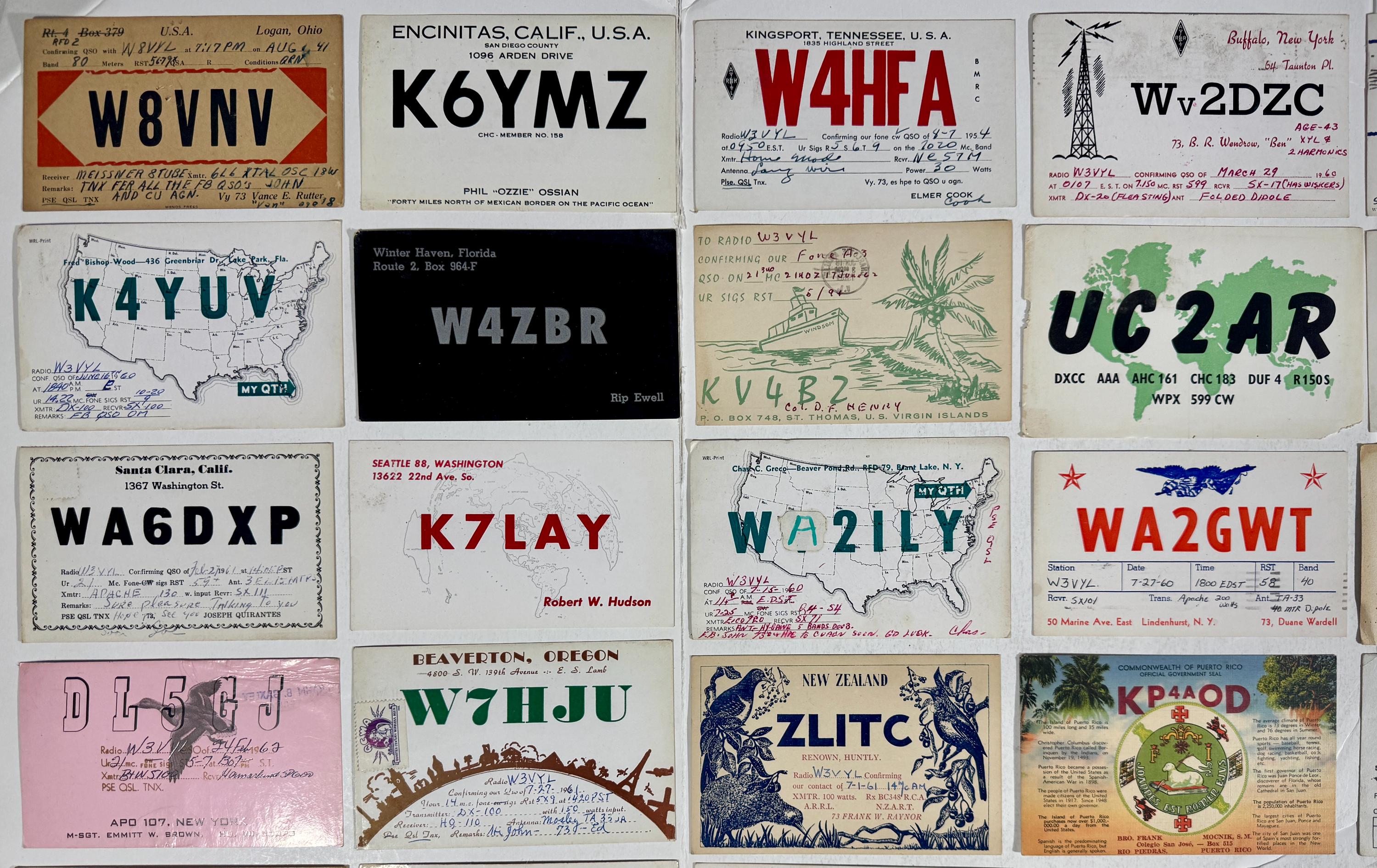 QSL Ham Radio Cards USA + International Postcards 1940s to 90s Vintage Lot of 55 - Etsy
