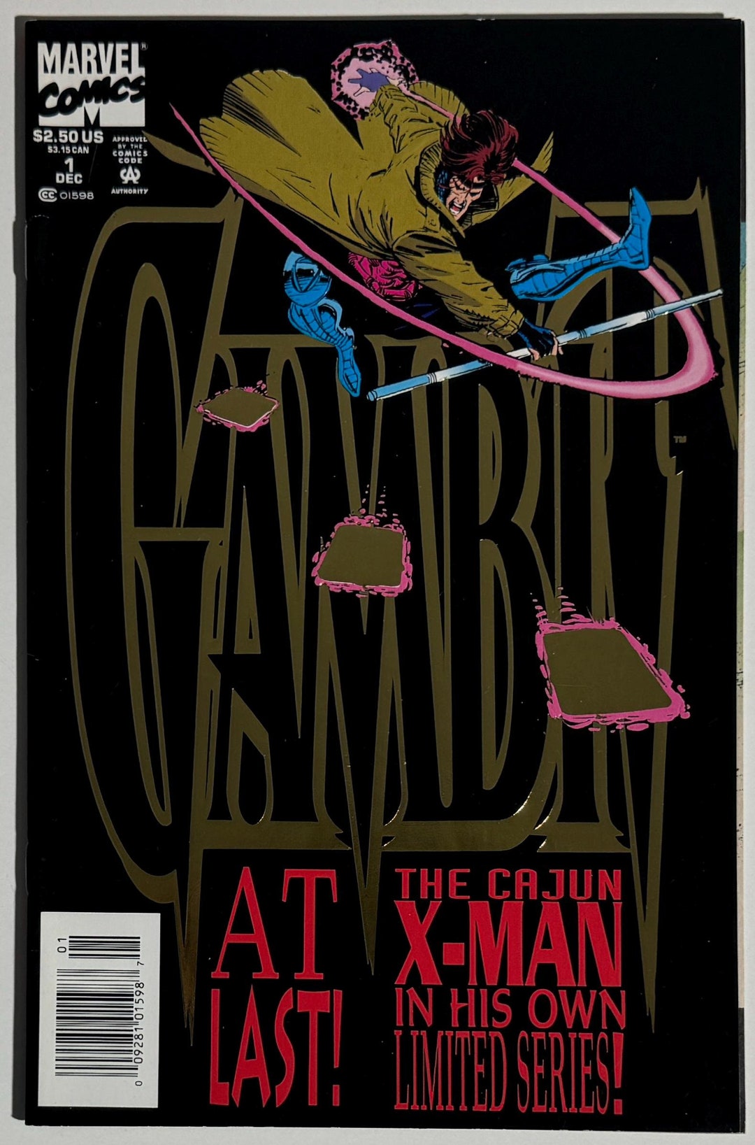 Gambit 1 Newsstand Variant / 1st Solo Series / Embossed Gold Foil Logo ...