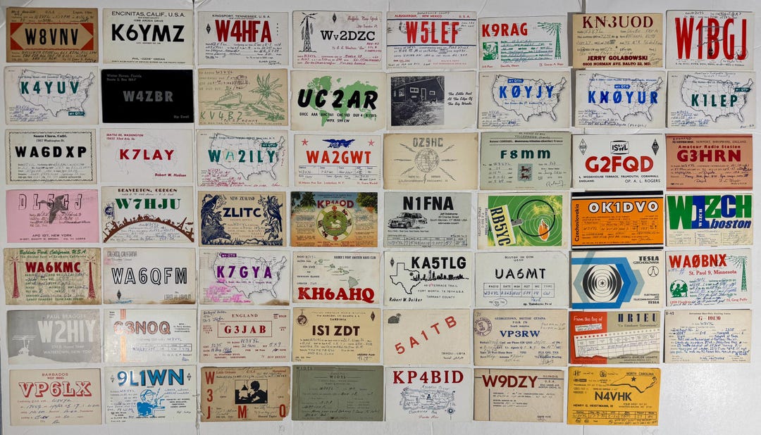 QSL Ham Radio Cards USA + International Postcards 1940s to 90s Vintage ...