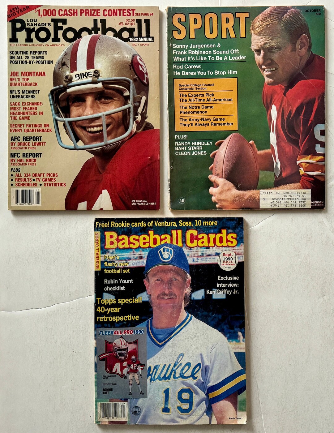 Lou Sahadi's Pro Football 1982 Annual, Sport 1969, Baseball Cards 1990 ...
