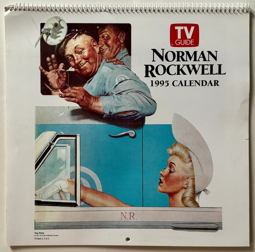 TV Guide Norman Rockwell 1995 Wall Calendar Flip Spiral Bound 11 X 11 ...