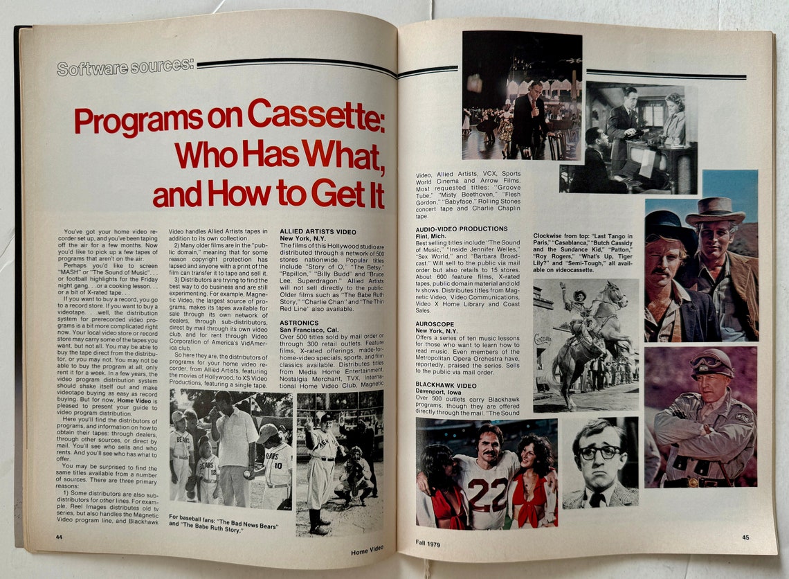 Home Video Magazine Vol 1 1 Fall 1979 Premiere Issue Vintage Roller ...